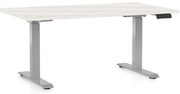 Výškově nastavitelný stůl OfficeTech D, 120 x 80 cm, šedá podnož, bílý jasan