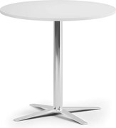 Konferenční stolek AURA, průměr 60 cm, chrom podnož, bílá