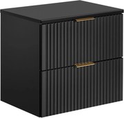 Koupelnová skříňka pod umyvadlo s deskou 60 cm ADEL, drážkovaná černá (SET -ADB B 60 CM)