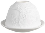 Bílý porcelánový svícen na čajovou svíčku jelen Paollo - Ø 12 * 8 cm
