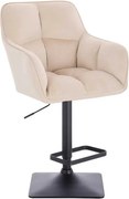 LuxuryForm DESIGN Barová židle AMALFI VELUR na černé hranaté podstavě - krémová