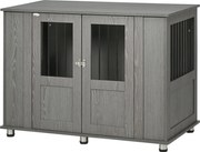 PawHut klec pro psa, klec pro domácí mazlíčky, psí bouda se zámkem, magnetická dvířka, okno, psí bouda, box pro extra velké psy, šedá| Aosom