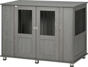 PawHut klec pro psa, klec pro domácí mazlíčky, psí bouda se zámkem, magnetická dvířka, okno, psí bouda, box pro extra velké psy, šedá