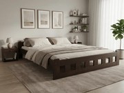 Postel Naomi zvýšená 140 x 200 cm, ořech Rošt: S laťkovým roštem, Matrace: Matrace Deluxe 10 cm