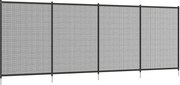 Outsunny Zahradní plot do jezírka, 365 x 126 cm, sada 4 dekorativních plotů kolem bazénu s možností nožního opření pro terasu, balkon, síťovaný, černý