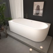 Erga Marina, rohová volně stojící vana 150x75 cm + odtoková zátka, levá, bílá lesklá, ERG-MARINA-150075L-WH-WH