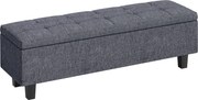 HOMCOM Úložná lavice, polstrovaná lavice s vzhledem lnu, dřevěné nohy, moderní lavice na konci postele pro chodbu, ložnici, obývací pokoj, 138 x 40 x