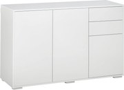 HOMCOM Komoda se 2 šuplíky a 3 dvířky, nastavitelné police, úložná skříňka pro ložnici a obývací pokoj 117 x 36 x 74 cm Bílá | Aosom
