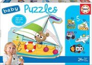 Puzzle educa baby puzzle zvířátka v dopravních prostředcích 5v1 (3-5 dílků)