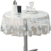 Kulatý průhledný ubrus FEUILLE WHITE, Ø 140 cm, motiv listů