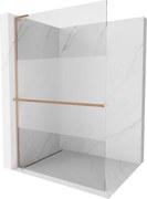 Mexen Kioto+ L, sprchová zástěna Walk-In s poličkou a věšákem 110 x 200 cm, 8mm čiré sklo-námraza, měděný matný profil, 800-110-123-65-35