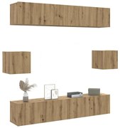 Sada 6 kusů nástěnné TV skříňka dub artisan kompozitní dřevo 3328990