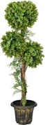 Umělý bobkový strom HOMCOM s 3 koulemi a cementovým květináčem, Vnitřní a venkovní, Výška 115 cm | Aosom