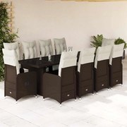 11dílný zahradní bistro set s poduškami hnědý polyratan 3277298