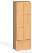 Dřevěná šatní skříňka S5 s odkládacími boxy, 6 boxů, 1700 x 600 x 420 mm, cylindrický zámek, buk