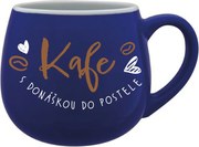 KAFE S DONÁŠKOU DO POSTELE - modrý keramický hrníček 300 ml