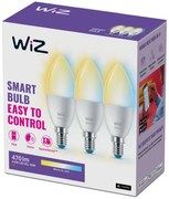 SADA 3x LED Stmívatelná žárovka C37 E14/4,9W/230V 2700-6500K CRI 90 Wi-Fi - WiZ