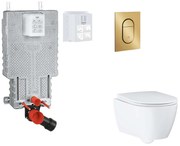 Grohe Uniset - Set předstěnové instalace, klozetu, sedátka SoftClose a tlačítka Arena Cosmopolitan S, kartáčovaný Cool Sunrise SANI15BB4119