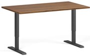 Výškově nastavitelný stůl, 140x80 cm, 1 motor, černá podnož, ořech
