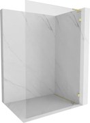 Mexen, Mexen Lunar L sprchová stěna pravá 120 x 200 cm, průhledná 8 mm, zlatý kartáč - 830L-120-000-55-00-P