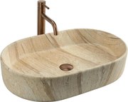 Keramické umyvadlo na desku REA NADIA 60 SAHARA 61x38,5 cm, béžový mramor