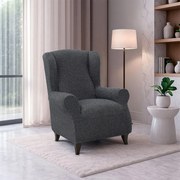 Super strečové potahy  RUBINIA antracitová křeslo ušák (š. 70 - 95 cm)