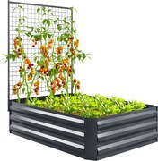 Outsunny Velký Zahradní Květináč z Pozinkované Oceli s Trellis pro Popínavé Rostliny a Otevřenou Základnou pro Terasu nebo Balkon 80x115x125 cm Tmavě