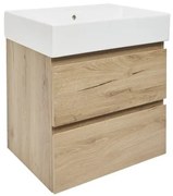 Koupelnová skříňka 2 zásuvková s umyvadlem SAT B-Way 59x50x45 cm dub mat BWAY260OAKU2BI