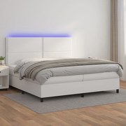 Box spring postel s matrací a LED bílá 200x200 cm umělá kůže