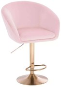 LuxuryForm DESIGN Barová židle VENICE VELUR na zlaté kulaté podstavě - růžová