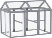 PawHut venkovní výběh pro slepice, 1,18 m² (140 x 88,5 x 106 cm), zamykatelné dveře, masivní smrkový rám, pletivo, pro 1–3 slepice, šedý | Aosom