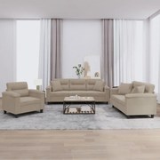 3dílná sedací souprava s polštáři taupe tkanina z mikrovlákna 3202302