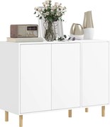 HOMCOM Moderní Kredenc s 2 Skříňkami a 3 Policemi, Víceúčelový Dřevěný Nábytek, 107x40x80 cm, Bílý | Aosom