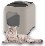 Rotho Kočičí toaleta, krytý záchod pro kočky s lopatkou CAT XL - béžová