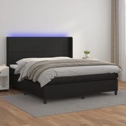 Box spring postel s matrací a LED černá 160x200 cm umělá kůže