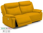 Kožená pohovka CONTINENTAL s elektrickou funkcí relax 3P, elektrické, žlutá (giallo 320