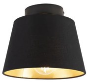 Stropní lampa s bavlněným stínítkem černá se zlatem 20 cm - Combi Black