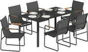 Outsunny 7dílná venkovní jídelní souprava 150×80 cm — tvrzené sklo, 6 prodyšných židlí | Aosom