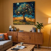 Obraz na plátně - Strom života Gogh vesmírný FeelHappy.cz Velikost obrazu (šířka x výška): 140 x 140 cm