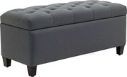 HOMCOM Lavice čalouněná s úložným prostorem 100 x 40 x 44 cm, truhlicová lavice z polyesteru připomínajícího len a kaučukového dřeva v tmavě šedé bar…