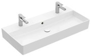 Villeroy & Boch Memento 2.0 - Dvojumyvadlo nábytkové 100x47 cm, s přepadem, 2 otvory pro baterii, CeramicPlus, alpská bílá 4A221LR1