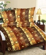 KARO 160x200 kůra vzor povlečení 95/8 měsíce hnědé knoflíkové kruhy 100% bavlna silná