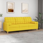 3místná pohovka s polštáři světle žlutá 180 cm textil 3200795