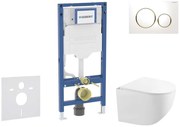 Geberit Duofix - Set předstěnové instalace, kompaktního klozetu Gaia sedátka softclose, tlačítko Sigma20, bílá/pozlacená SANI11CA3147B