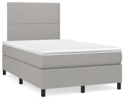 Box spring postel s matrací a LED světle šedá 120x190 cm textil