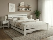 Postel PARIS zvýšená 180 x 200 cm, bílá Rošt: S laťkovým roštem, Matrace: Matrace Deluxe 10 cm