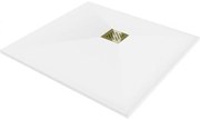 Mexen Stone+ sprchová vanička kompozitová čtvercová 90 x 90 cm, bílá, krytka zlatá - 44109090-G