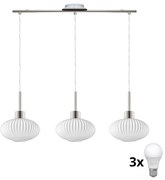 LED Lustr na lanku HARMA 3xE27/60W/230V matný chrom/bílá
