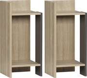 HOMCOM Šedý moderní noční stolek s otevřenou policí, sada 2 kusů z dřevotřísky pro ložnici a obývací pokoj, 27x25x60 cm | Aosom