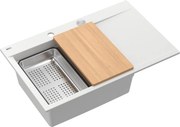 Bílý kuchyňský granitový dřez QUADRON Josh 111 s příslušenstvím bez baterie